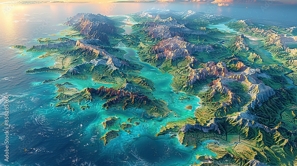 High-resolution physical map of the Mediterranean region with detailed ...