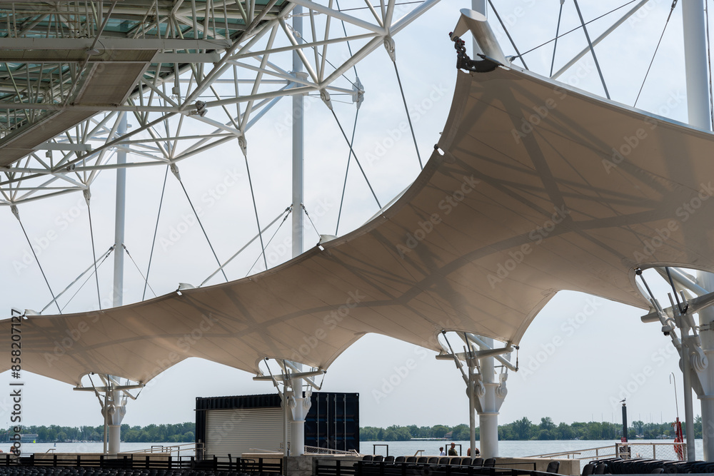 detail of Harbourfront Centre Concert Stage roof and sun shade located ...
