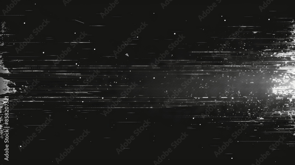 Abstract Analog Glitch Noise Texture on Black Background, VHS ...
