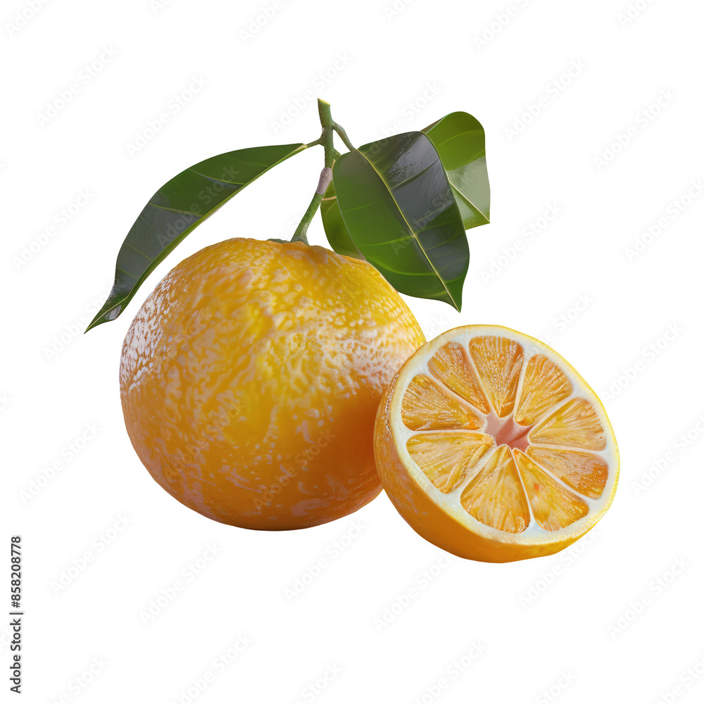 Isolated Kochi Yuzu orange and Yellow Yuzu Orange fruit on transparent ...