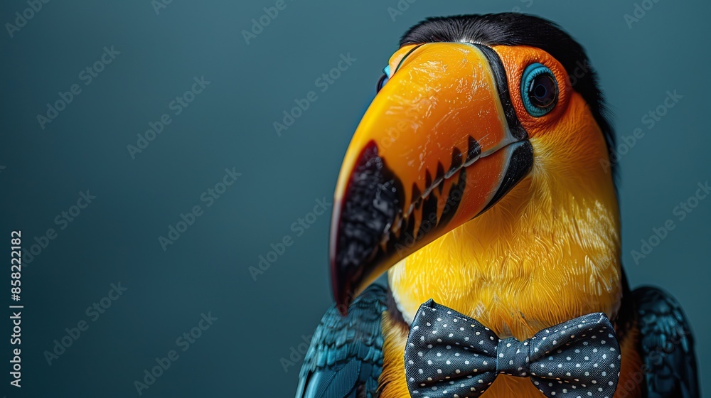 Dapper toucan in a chic suit and bow tie exudes confidence and style in ...