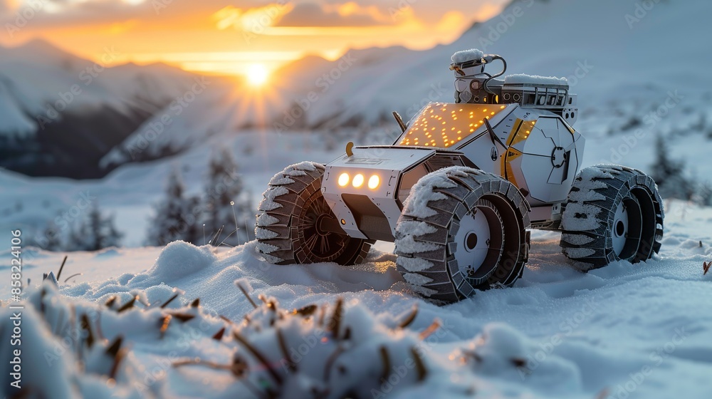 Paper craft lunar rover exploring the surface of the moon, ideal for ...