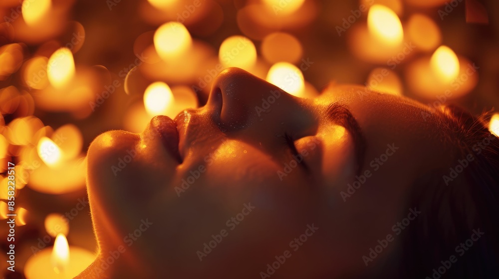 The picture of the person relaxing in the spa and surrounded with ...