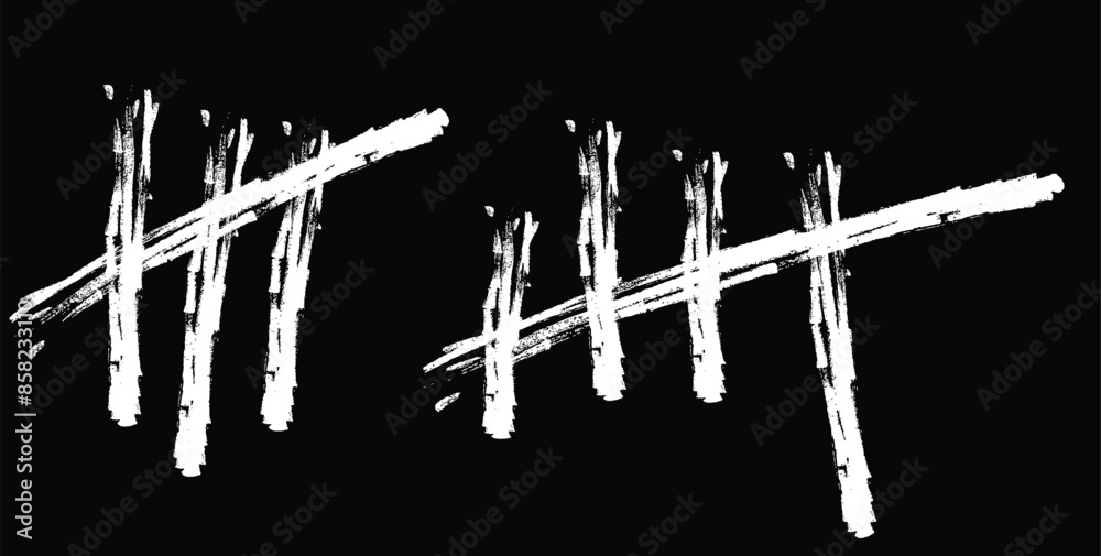 Tally marks prison jail vector wall count. Slash hash brush line number ...