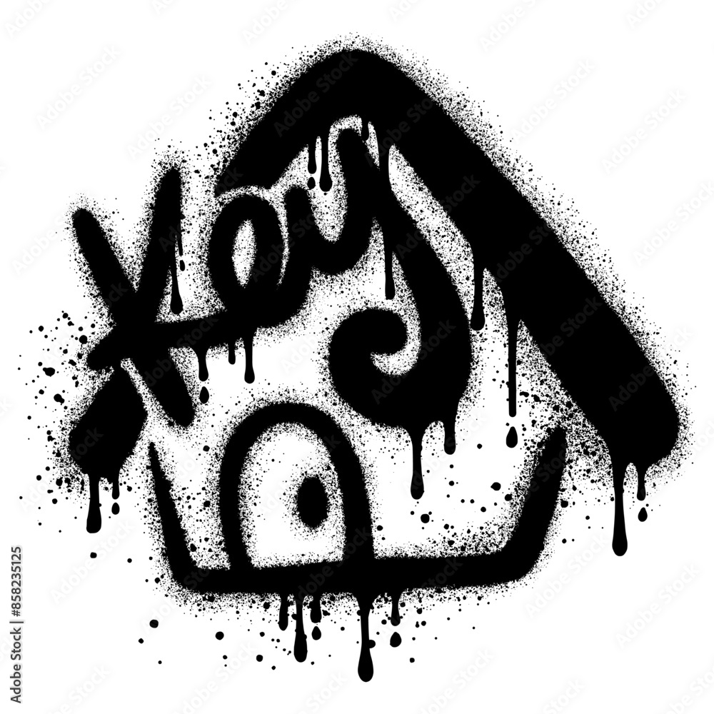 Key House Logo with graffiti style isolated on white background. Stock ...