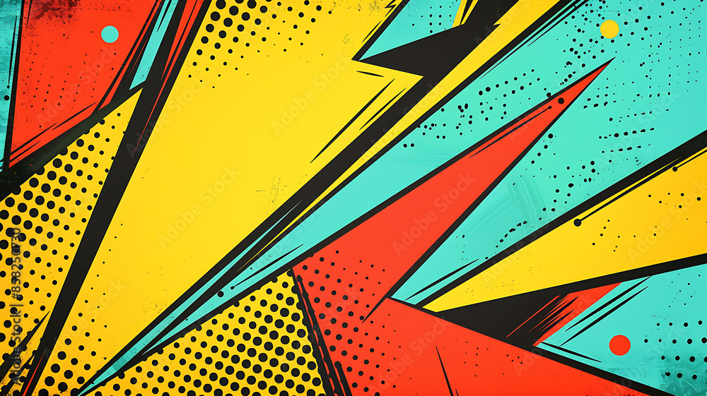 retro-inspired comic book background with layered geometric shapes ...
