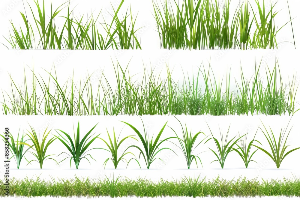 The set of grass line cads is minimal, isolated on white background ...