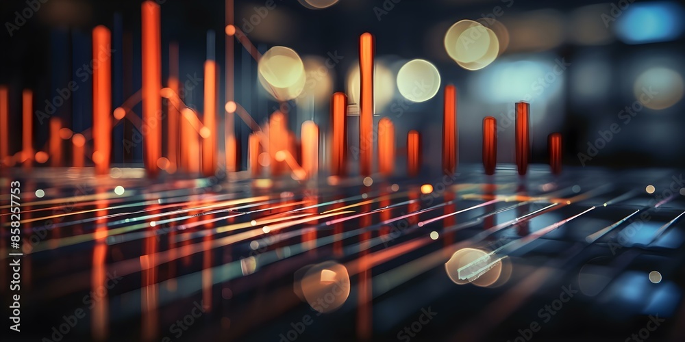 Closeup of business analytics metrics shown in charts and graphs ...