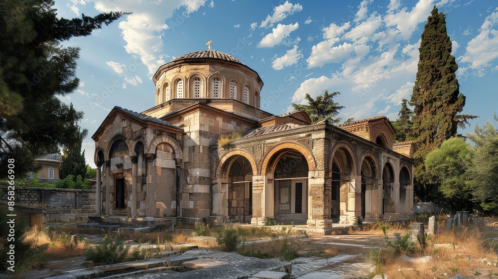 Ancient religious buildings in a mediterranean setting. Religious ...