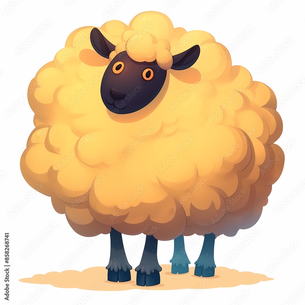 2d cartoon character clipart drawing of a sheep on an isolated white ...