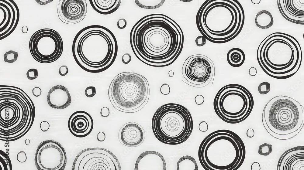 Scribble art random concentric hand drawn circles and ring shapes ...