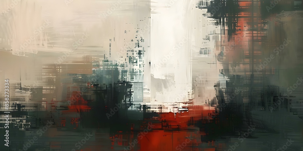 Digital abstract art with oil painting effect and pixelated influences ...