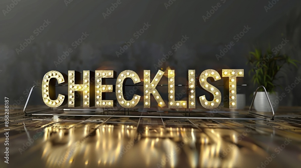 Illuminated Checklist Sign with Reflective Floor - Organization and ...