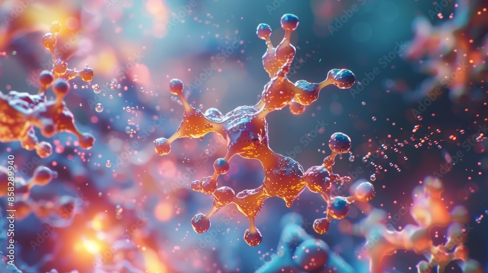 A detailed illustration of a dopamine molecule, showing its chemical ...