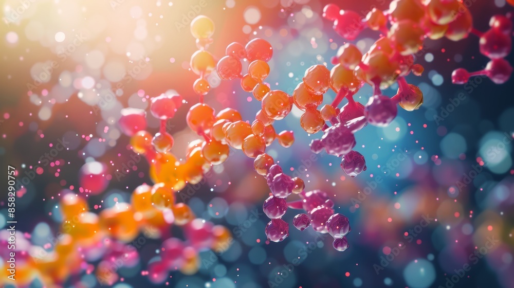 A digital representation of a RNA molecule, showcasing its single ...