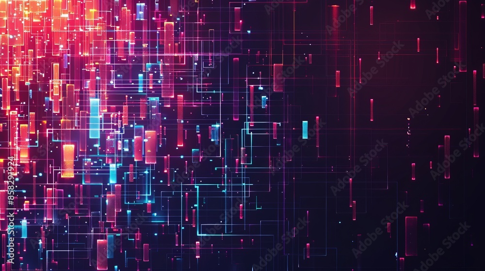 Modern digital pixel pattern with neon colors for a tech theme Stock ...