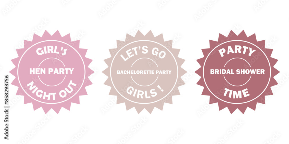 Hen Party and Bachelorette Party Badges. Girl's Night Out, Bridal ...