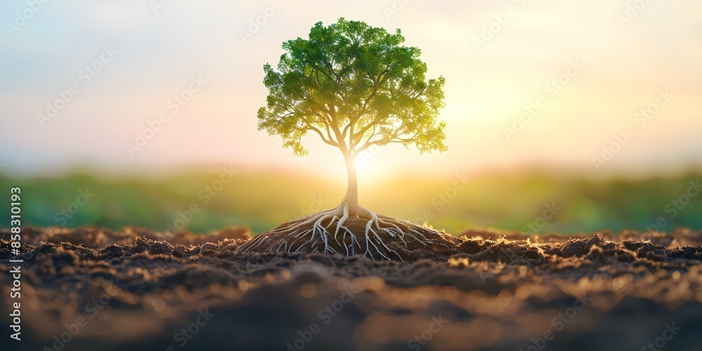 Strong tree with deep roots symbolizes resilience in addressing social ...