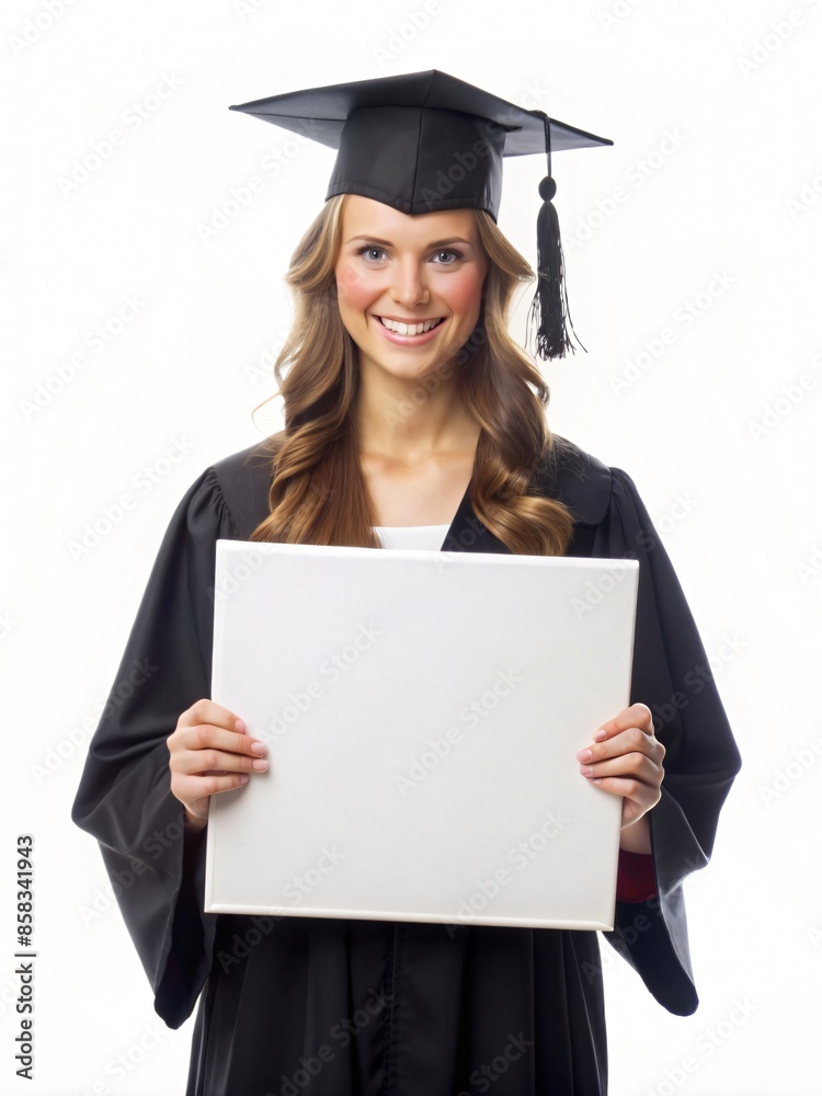 Female Graduate Holding Blank Certificate for Personalization - Ideal ...