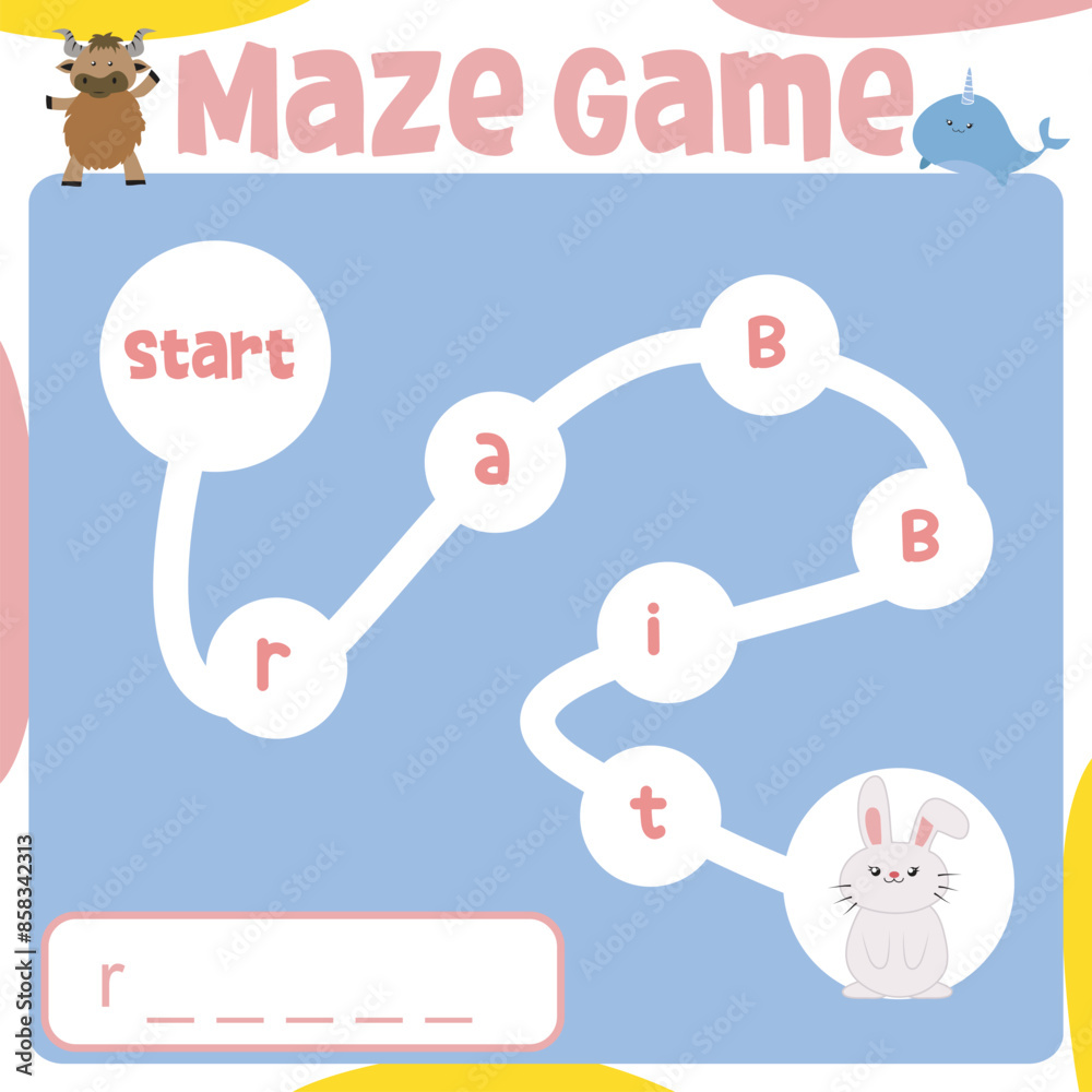 Maze game worksheet. Worksheet for learning English. Educational ...