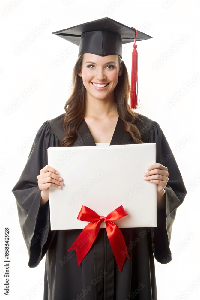 Female Graduate Holding Blank Certificate for Personalization - Ideal ...