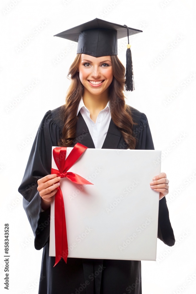 Female Graduate Holding Blank Certificate for Personalization - Ideal ...