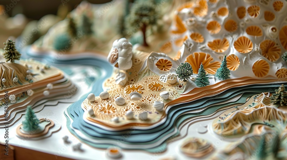 An elaborately designed paper craft model of the human integumentary ...