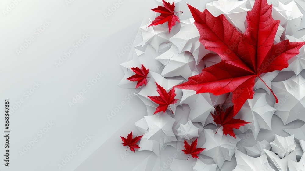 Maple-themed abstract composition rendered in 3D, providing an eye ...