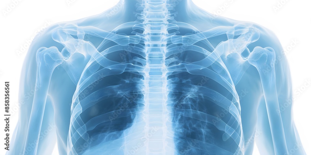 X-ray Image of Human Torso Featuring Spine, Shoulder, and Thoracic ...