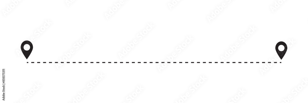 Dot line path route travel banner illustration with location map pin ...