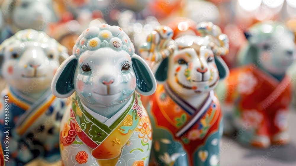 Ceramic figurines of Japanese zodiac signs depicted as fun animals with ...