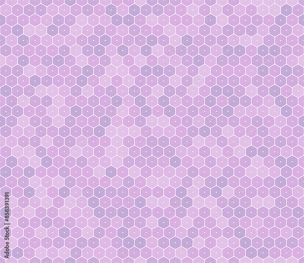 Abstract background with mosaic hexagon shapes. Rounded stacked hexagons mosaic cells. Purple ...