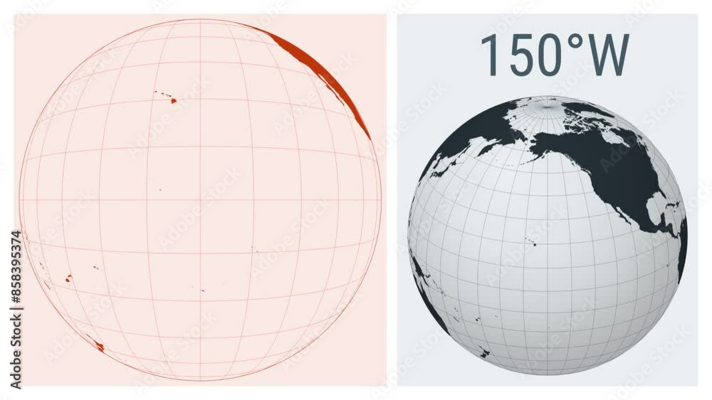 World Map Animation. Satellite (tilted perspective) projection. Solid ...