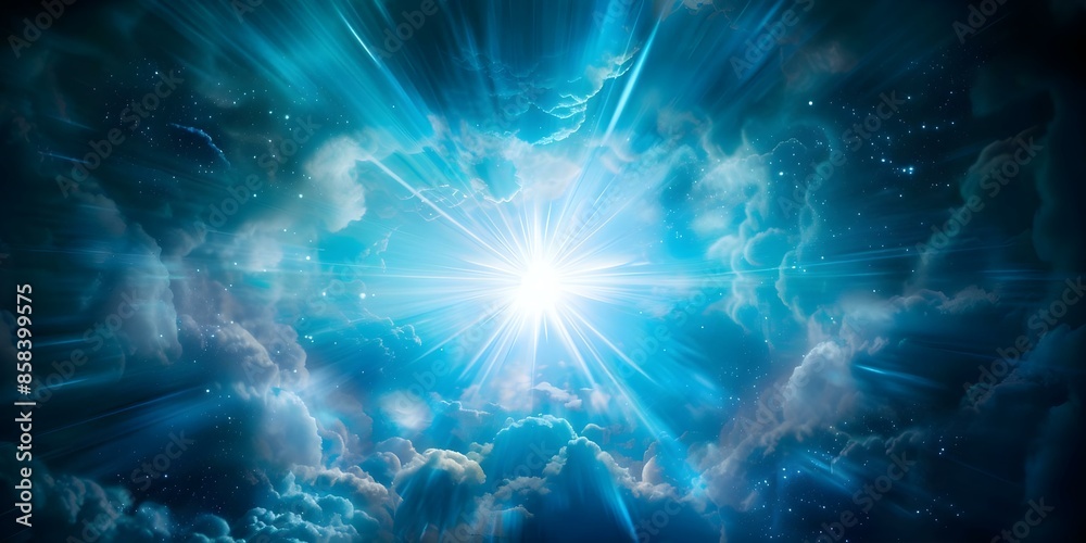 Jesus Christ rising to heaven in divine light and clouds second coming ...