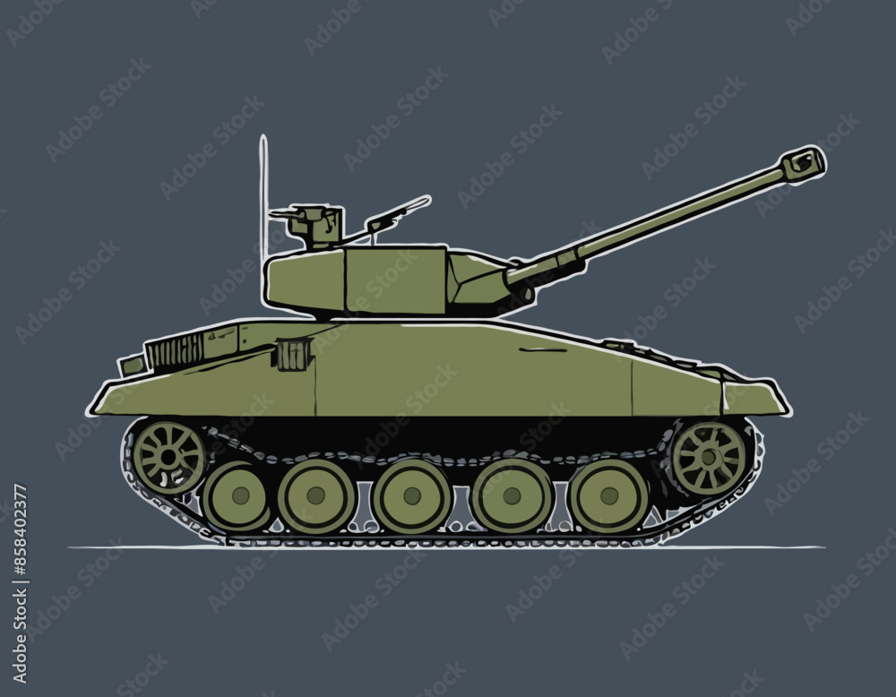 Cartoon military tank. Vector illustration Stock Vector | Adobe Stock
