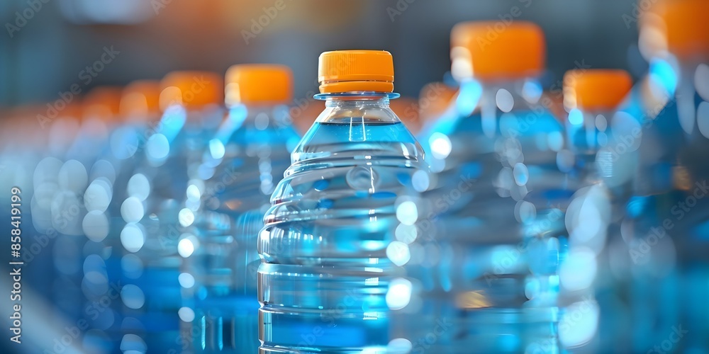 Mineral water production in contemporary factory. Concept Factory ...