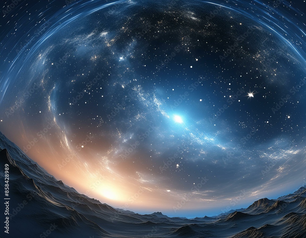 360 degree equirectangular projection space background with nebula and ...
