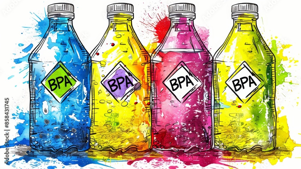 Clear plastic bottles with BPA labels, signaling health risks from ...