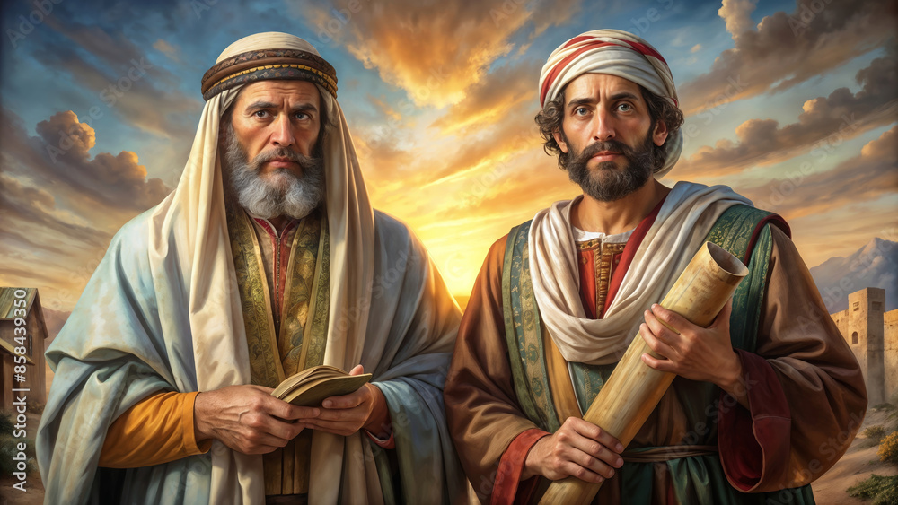 Poster Two prophets of God from the time of Jesus Christ holding a ...