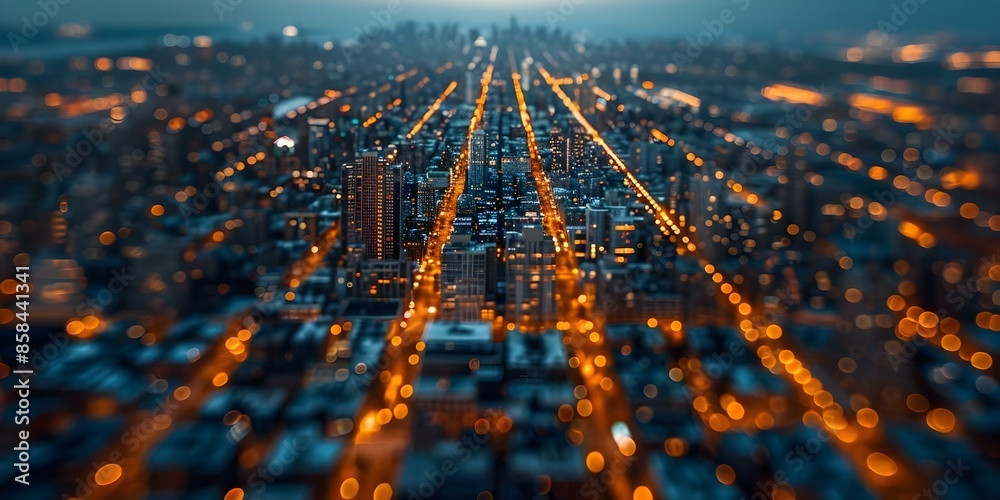 ภาพประกอบสต็อก Efficient urban layout showcasing smart city planning ...