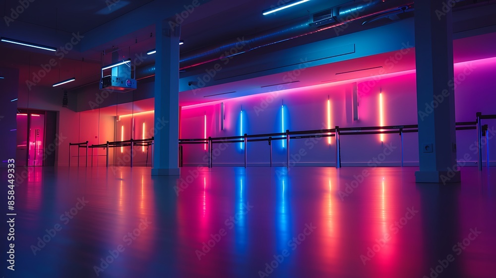 contemporary dance studio with a smart lighting system that changes ...