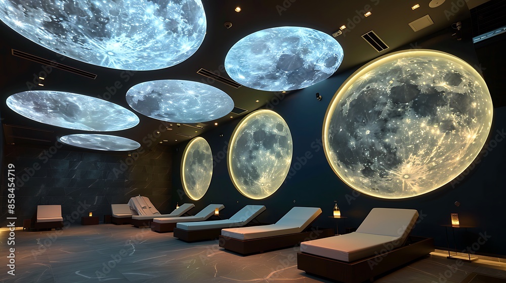high-end spa with relaxation rooms that feature ceiling lights designed ...