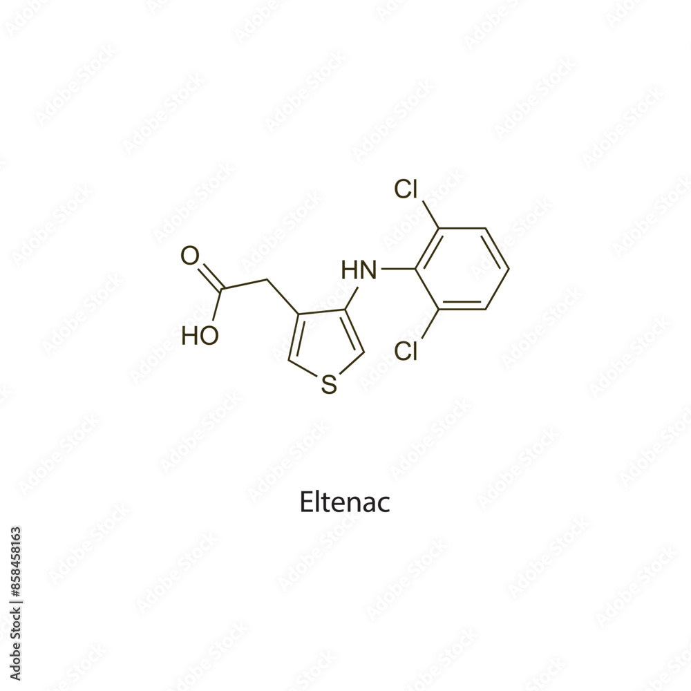 Eltenac flat skeletal molecular structure NSAID drug used in Pain ...