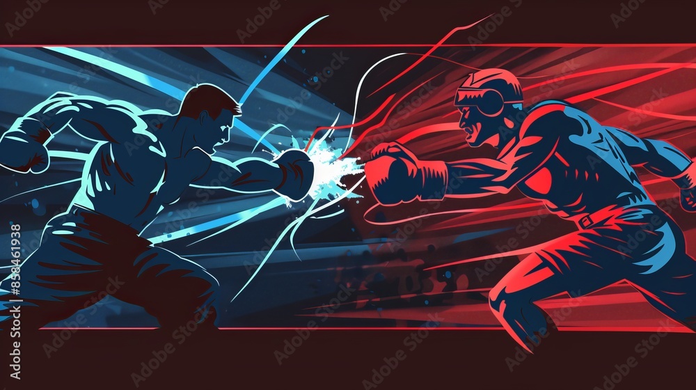 Vector design of a versus battle screen showing a team game fight in a ...