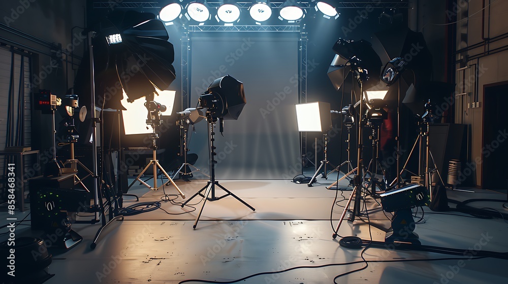 professional photography studio with advanced lighting rigs that can ...