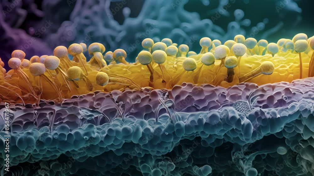 A crosssection view of a cell membrane clearly showing the tight ...