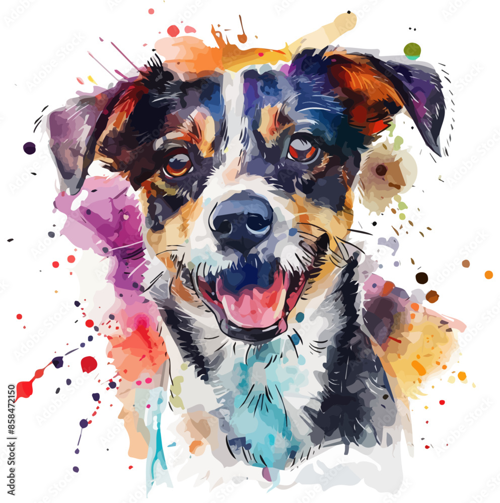 Watercolor clipart vector of a dog, isolated on a white background, dog ...