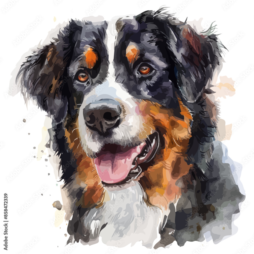 Watercolor drawing clipart of a dog, isolated on a white background ...