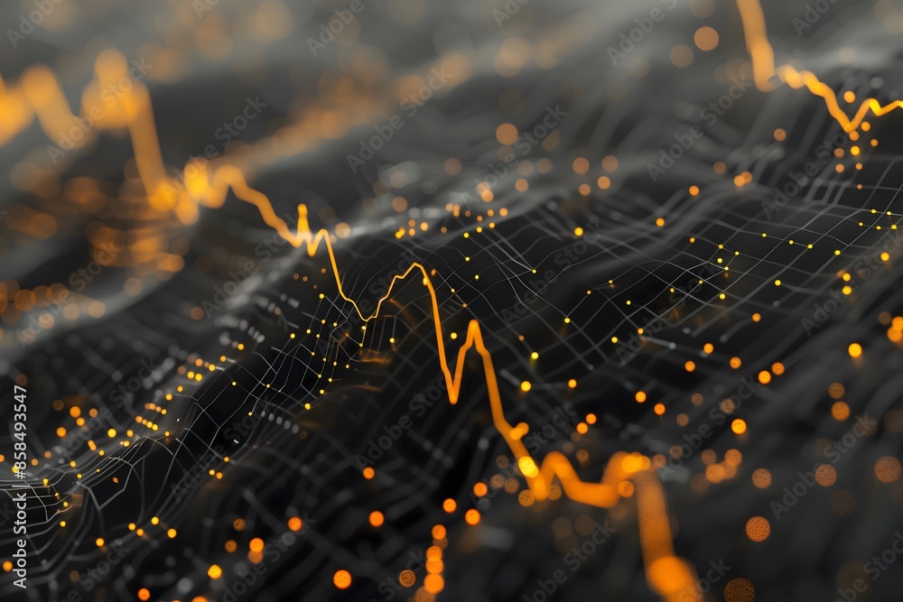 Stock market graph orange yellow lines indicating upward trend Stock ...