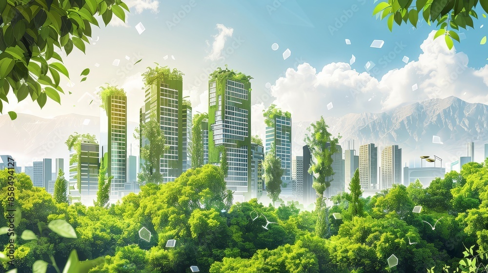 Sustainable Green City With Modern Architecture and Lush Vegetation for ...